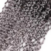 China T1B Grey Kinky Curly Remy Human Hair Bundles 10-28 Inch Brazilian Weave 3 Bundles for sale