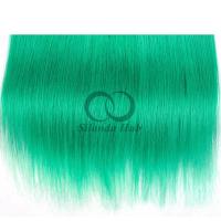China Remy Human Hair Bundles Straight #T1B Green Brazilian Weave 10-28 Inch 3 Bundles for sale