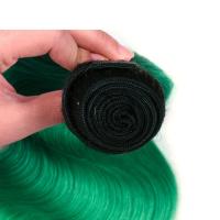 China Remy Human Hair Body Wave Bundles #T1B Green Brazilian Sew In Weave 10-28 Inch for sale