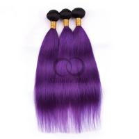 China Brazilian Remy Human Hair Bundles Straight #T1B Purple 10-28 Inch Machine Double Wefted for sale