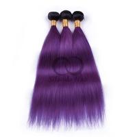China Brazilian Remy Human Hair Bundles Straight #T1B Purple 10-28 Inch Machine Double Wefted for sale