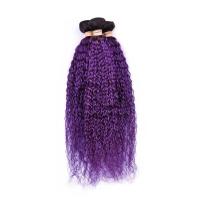 China Remy Human Hair Kinky Curly Bundles #T1B Purple Brazilian Weave 10-28 Inch for sale