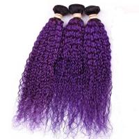 China Remy Human Hair Kinky Curly Bundles #T1B Purple Brazilian Weave 10-28 Inch for sale