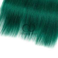 China Remy Human Hair Bundles Straight #T1B Green 10-28 Inch Machine Double Wefted Sew In Weave for sale