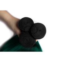 China Remy Human Hair Bundles Straight #T1B Green 10-28 Inch Machine Double Wefted Sew In Weave for sale