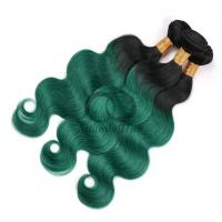 China Remy Human Hair Body Wave Bundles #T1B Green Brazilian Sew In Weave 10-28 Inch for sale