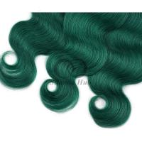 China Remy Human Hair Body Wave Bundles #T1B Green Brazilian Sew In Weave 10-28 Inch for sale