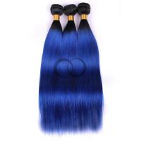 China T1B Blue Straight Remy Human Hair Bundles 10-28 Inch Brazilian Weave 3 Bundles for sale