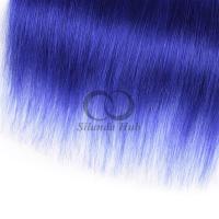 China T1B Blue Straight Remy Human Hair Bundles 10-28 Inch Brazilian Weave 3 Bundles for sale