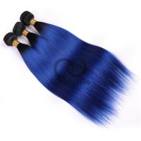 China T1B Blue Straight Remy Human Hair Bundles 10-28 Inch Brazilian Weave 3 Bundles for sale