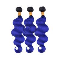 China T1B Blue Body Wave Remy Human Hair Bundles 10-28 Inch Brazilian Weave 3 Bundles for sale