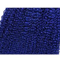 China T1B Blue Kinky Curly Remy Human Hair Bundles 10-28 Inch Brazilian Weave 3 Bundles for sale