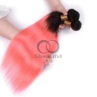 China Remy Human Hair Bundles Straight #T1B Pink Brazilian Weave 10-28 Inch 3 Bundles for sale