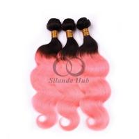 China T1B Pink Body Wave Remy Human Hair Bundles 10-28 Inch Brazilian Sew In Weave for sale