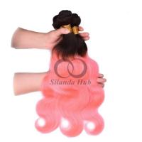 China T1B Pink Body Wave Remy Human Hair Bundles 10-28 Inch Brazilian Sew In Weave for sale