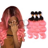 China T1B Pink Body Wave Remy Human Hair Bundles 10-28 Inch Brazilian Sew In Weave for sale