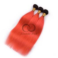 China T1B Orange Red Straight Remy Human Hair Bundles Brazilian Weave 10 to 28 Inch 3 Bundles for sale