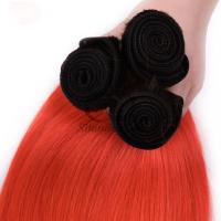 China T1B Orange Red Straight Remy Human Hair Bundles Brazilian Weave 10 to 28 Inch 3 Bundles for sale