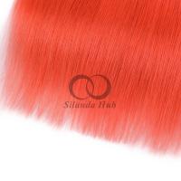 China T1B Orange Red Straight Remy Human Hair Bundles Brazilian Weave 10 to 28 Inch 3 Bundles for sale