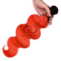 China Remy Human Hair Body Wave Bundles #T1B Orange Red Brazilian Weave 10-28 Inch for sale