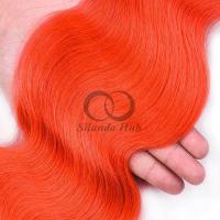 China Remy Human Hair Body Wave Bundles #T1B Orange Red Brazilian Weave 10-28 Inch for sale