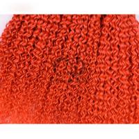 China T1B Orange Red Kinky Curly Remy Human Hair Bundles 10-28 Inch Brazilian Weave for sale