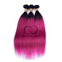 China T1B Rose Red Straight Remy Human Hair Bundles Brazilian Sew In Weave 10-28 Inch 3 Bundles for sale