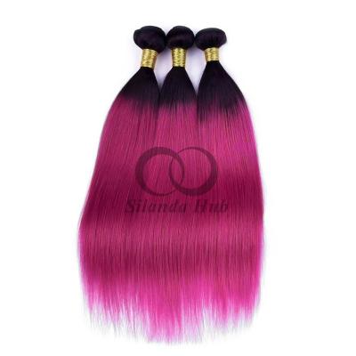 China T1B Rose Red Straight Remy Human Hair Bundles Brazilian Sew In Weave 10-28 Inch 3 Bundles for sale