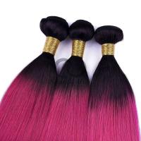China T1B Rose Red Straight Remy Human Hair Bundles Brazilian Sew In Weave 10-28 Inch 3 Bundles for sale
