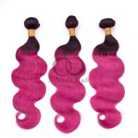 China Remy Human Hair Body Wave Bundles #T1B Rose Red 10-28 Inch Brazilian Weave 3 Bundles for sale