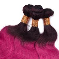 China Remy Human Hair Body Wave Bundles #T1B Rose Red 10-28 Inch Brazilian Weave 3 Bundles for sale