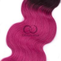 China Remy Human Hair Body Wave Bundles #T1B Rose Red 10-28 Inch Brazilian Weave 3 Bundles for sale