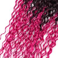 China T1B Rose Red Kinky Curly Remy Human Hair Bundles 10-28 Inch Brazilian Weave for sale