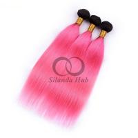 China Remy Human Hair Bundles Straight #T1B Pink Brazilian Weave 10-28 Inch 3 Bundles for sale