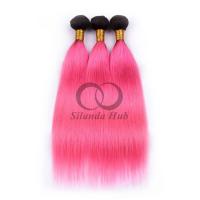 China Remy Human Hair Bundles Straight #T1B Pink Brazilian Weave 10-28 Inch 3 Bundles for sale