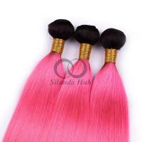 China Remy Human Hair Bundles Straight #T1B Pink Brazilian Weave 10-28 Inch 3 Bundles for sale
