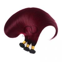 China T1B Burgundy Straight Remy Human Hair Bundles 10-28 Inch Brazilian Sew In Weave 3 Bundles for sale