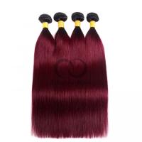 China T1B Burgundy Straight Remy Human Hair Bundles 10-28 Inch Brazilian Sew In Weave 3 Bundles for sale