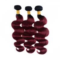 China T1B Burgundy Body Wave Remy Human Hair Bundles 10-28 Inch Brazilian Sew In Weave for sale