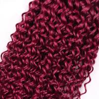 China T1B Burgundy Kinky Curly Remy Human Hair Bundles Brazilian Weave 10-28 Inch for sale