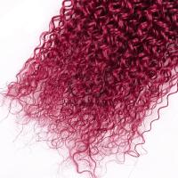 China T1B Burgundy Kinky Curly Remy Human Hair Bundles Brazilian Weave 10-28 Inch for sale