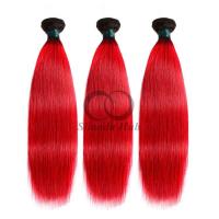 China T1B Red Straight Remy Human Hair Bundles Sew In Weave Brazilian 3 Bundles 10-28 Inch for sale
