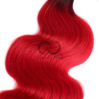 China Remy Human Hair Body Wave Bundles 10-28 Inch Brazilian Sew In Weave #T1B Red for sale