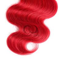 China Remy Human Hair Body Wave Bundles 10-28 Inch Brazilian Sew In Weave #T1B Red for sale