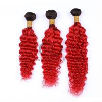 China T1B Red Deep Wave Remy Human Hair Bundles Brazilian Sew In Weave 10 to 28 Inch for sale