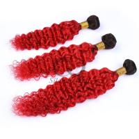 China T1B Red Deep Wave Remy Human Hair Bundles Brazilian Sew In Weave 10 to 28 Inch for sale