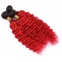 China T1B Red Deep Wave Remy Human Hair Bundles Brazilian Sew In Weave 10 to 28 Inch for sale