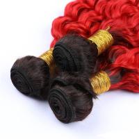 China T1B Red Deep Wave Remy Human Hair Bundles Brazilian Sew In Weave 10 to 28 Inch for sale