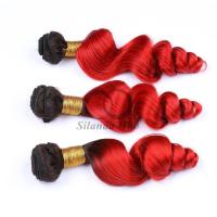 China #T1B Red Loose Wave Remy Human Hair Bundles Sew In Weave Brazilian Bundle Deals 10 to 28 Inch for sale