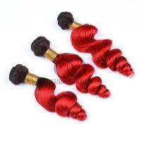 China #T1B Red Loose Wave Remy Human Hair Bundles Sew In Weave Brazilian Bundle Deals 10 to 28 Inch for sale